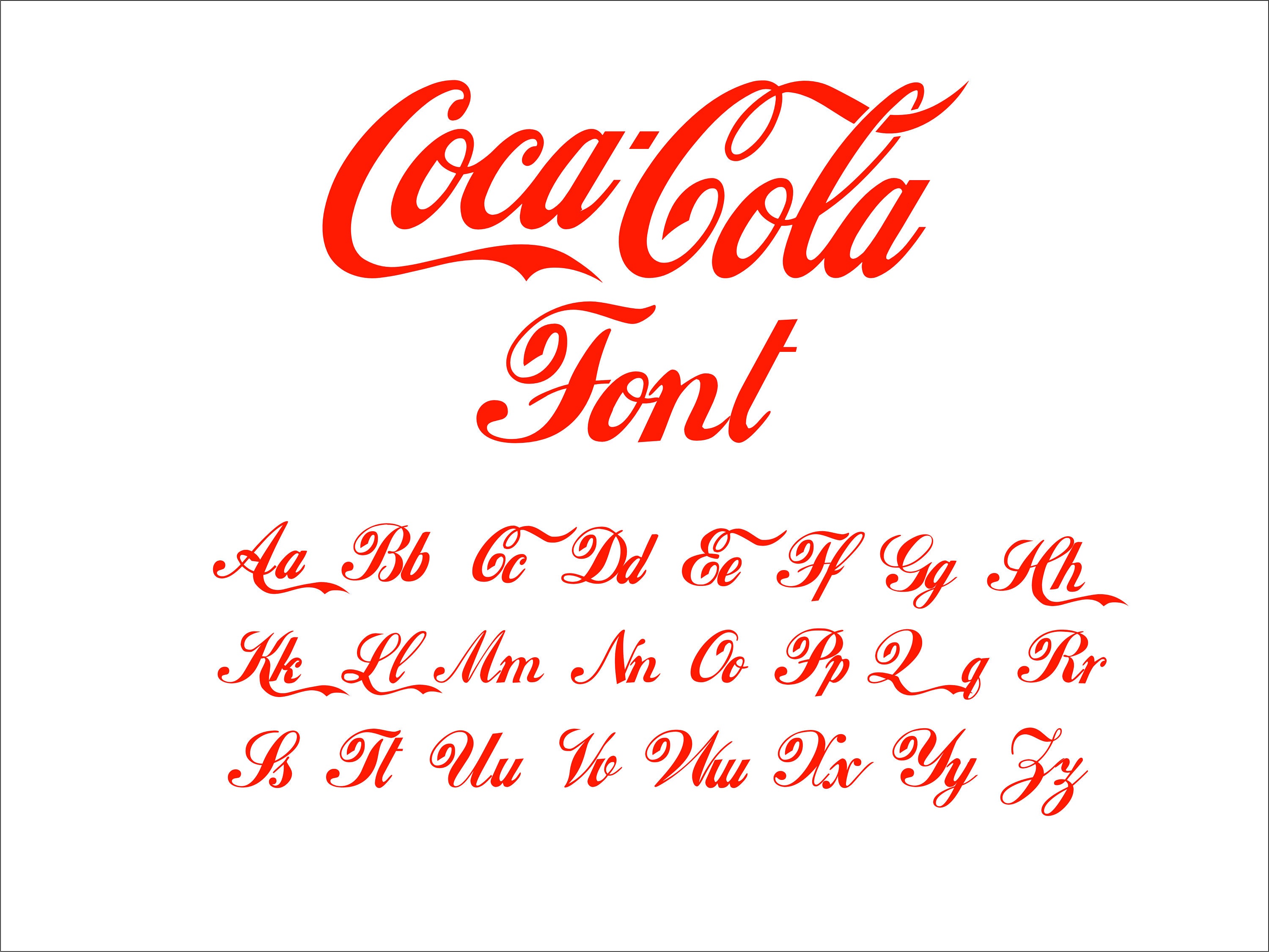 Coca Cola Alphabet SVG Font Clipart PNG AI instant Download Etsy