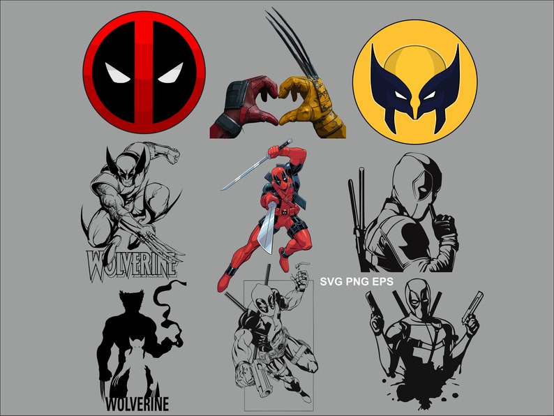 Deadpool and Wolverine SVG Bundle: Superhero Movie Cut Files - Etsy