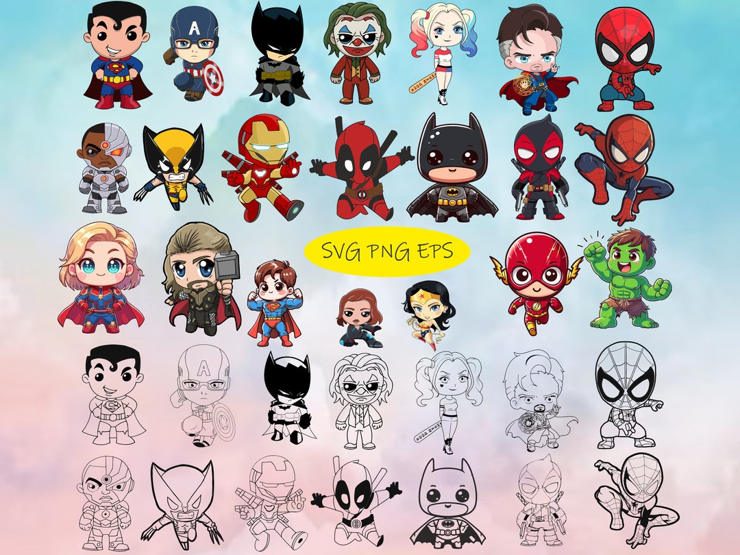 Superhero Chibi Clipart: Avengers Baby DIY (digital Design) - Etsy