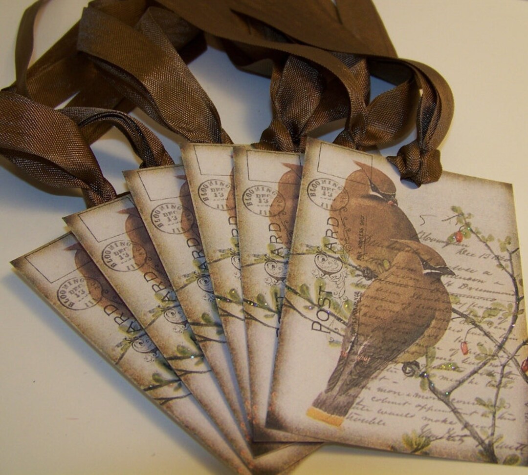 Bird Tags Vintage Style Collage Gift Tags All Occasiontags - Etsy