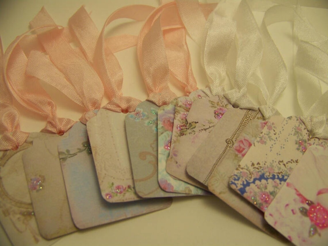 Floral Tags Antique Wallpaper Vintage Style Tags - Set of 12 - Etsy