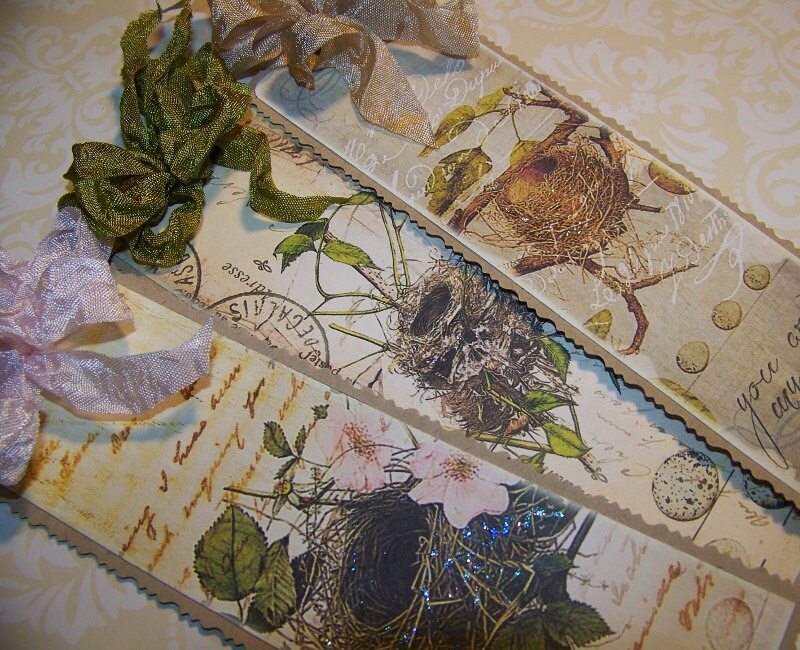 Handmade Paper Bookmarks Woodland Shabby Vintage Style Set of | Etsy