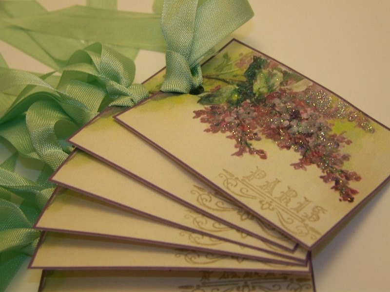 Floral Tags Lilacs French Vintage Style Paris All Occasion - Etsy