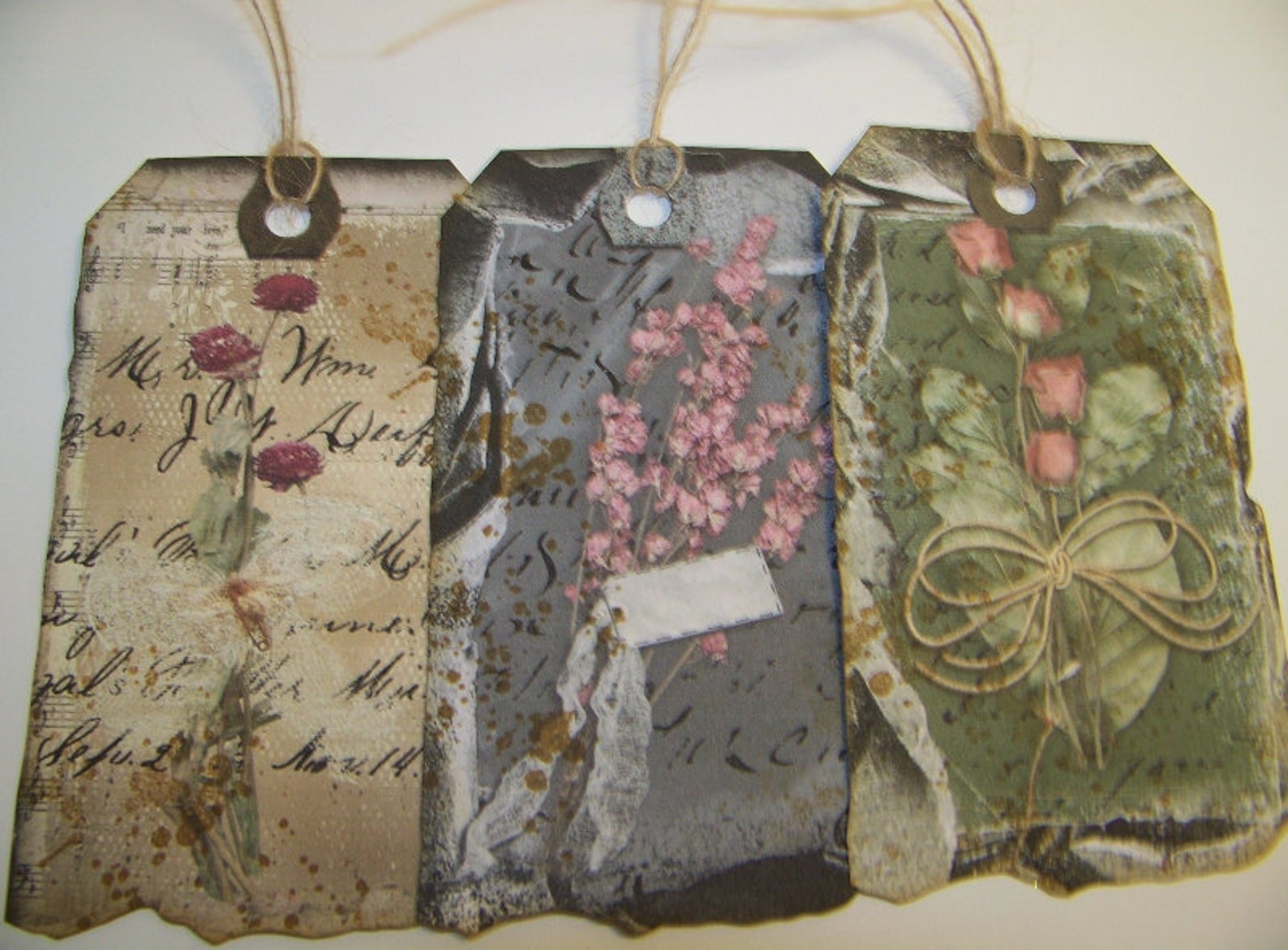 Floral Tags Vintage Woodland Rustic Style Wedding Wish Tags Bridal ...