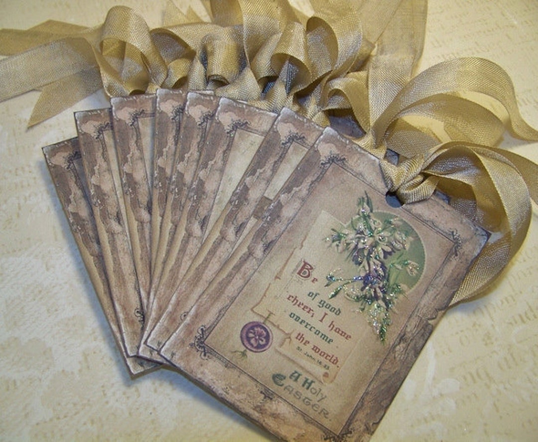 Easter Tags Religious Easter Handmade Vintage Style Set of 8 - Etsy