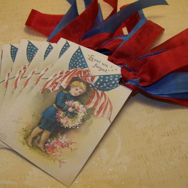4th of July Tags American Flag Tags July 4th Tags Patriotic Tags Red ...