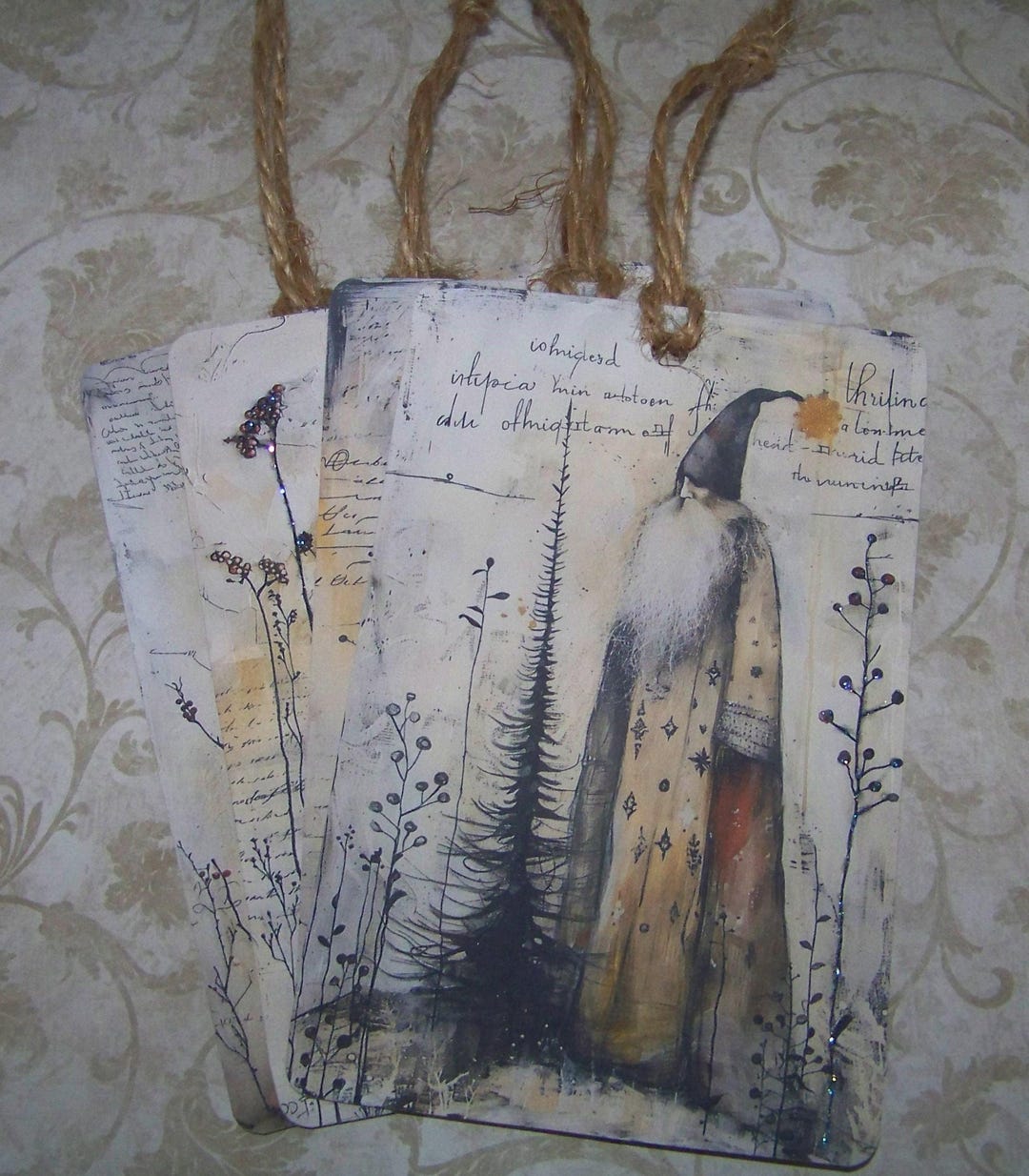 Christmas Tags Rustic Vintage Style Folk Art Handmade Tags Christmas ...