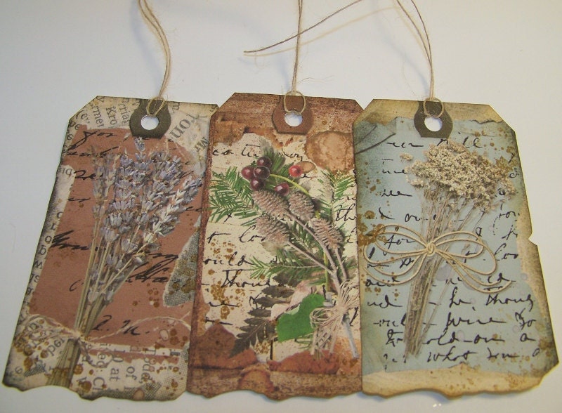Floral Tags Vintage Woodland Rustic Style Wedding Wish Tags Bridal ...