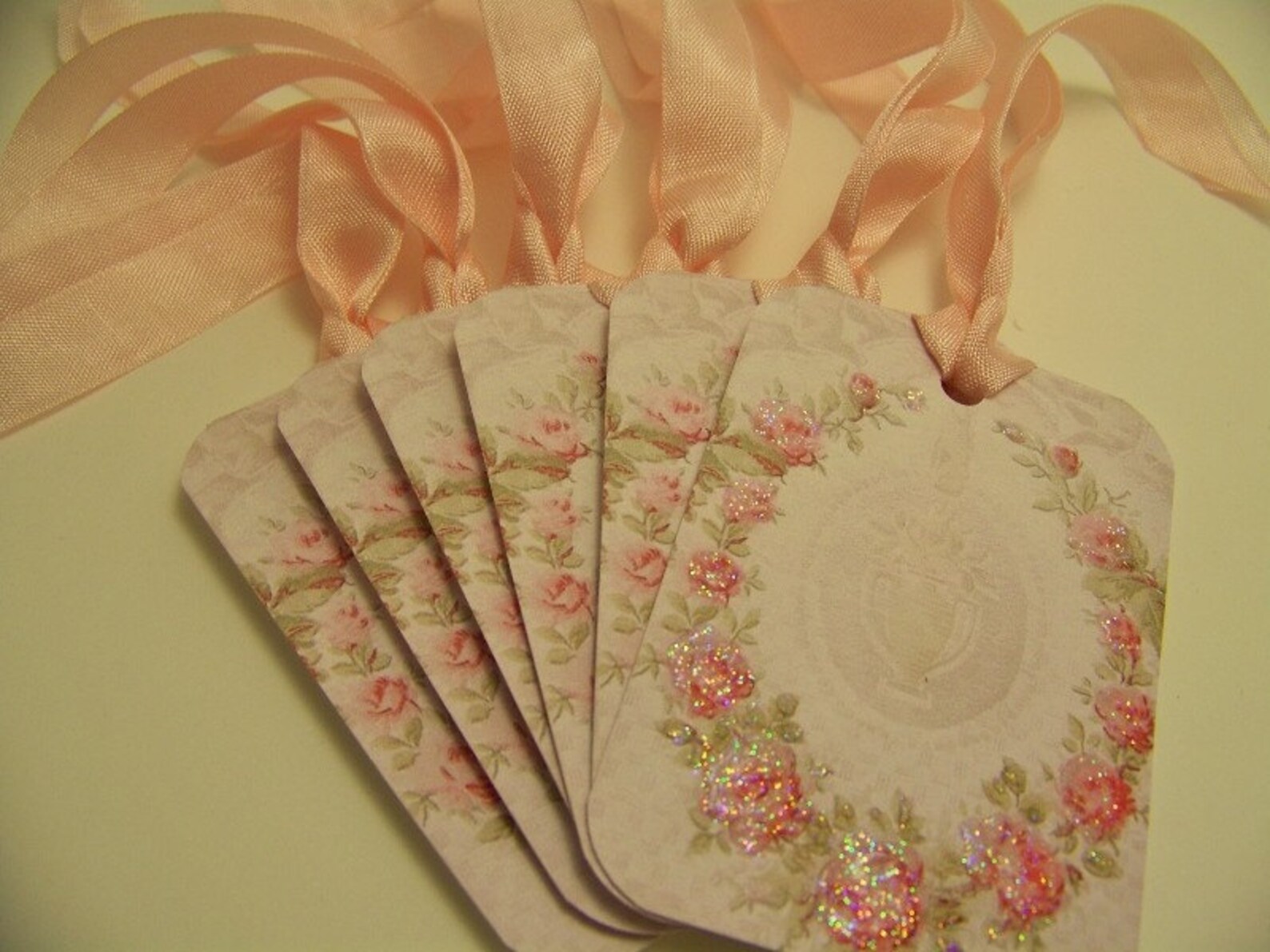 Pink Rose Tags Vintage Style Tags Wish Tags Wedding Bridal | Etsy