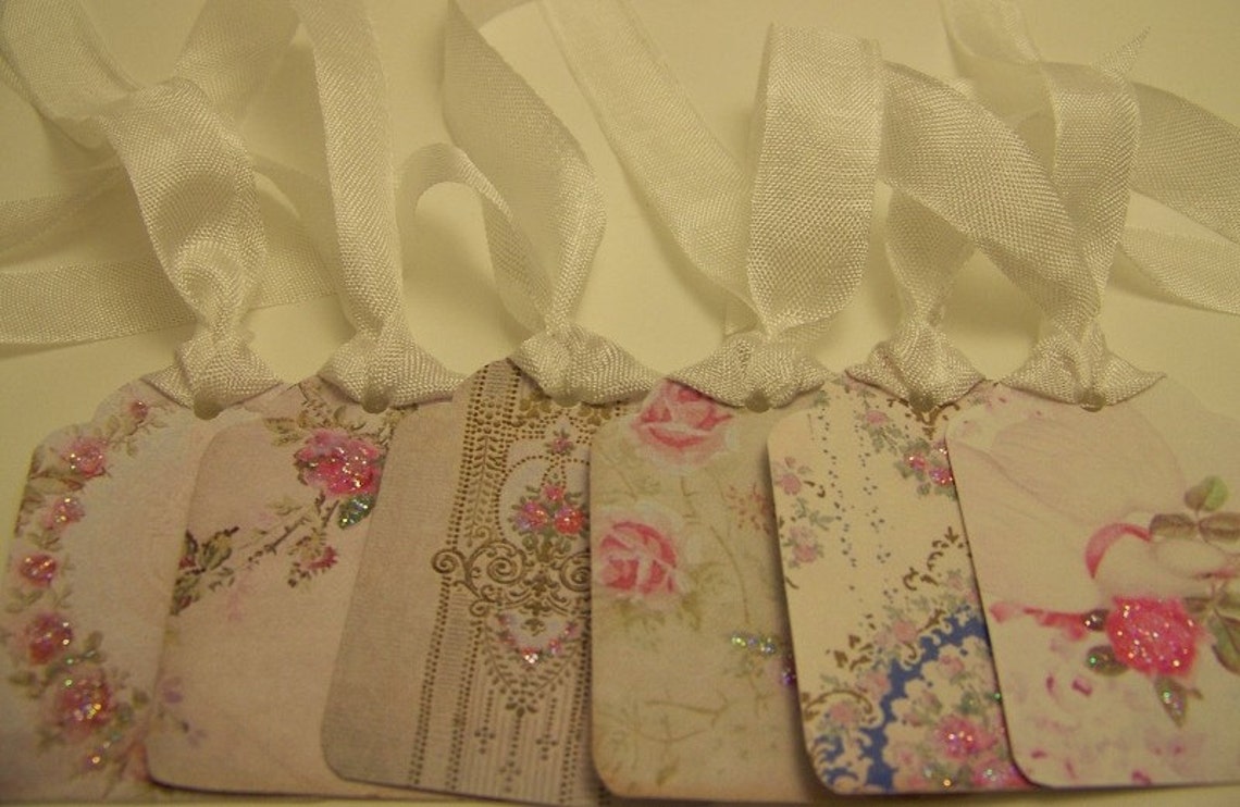 Floral Tags Antique Wallpaper Vintage Style Tags - Set of 12 - Etsy