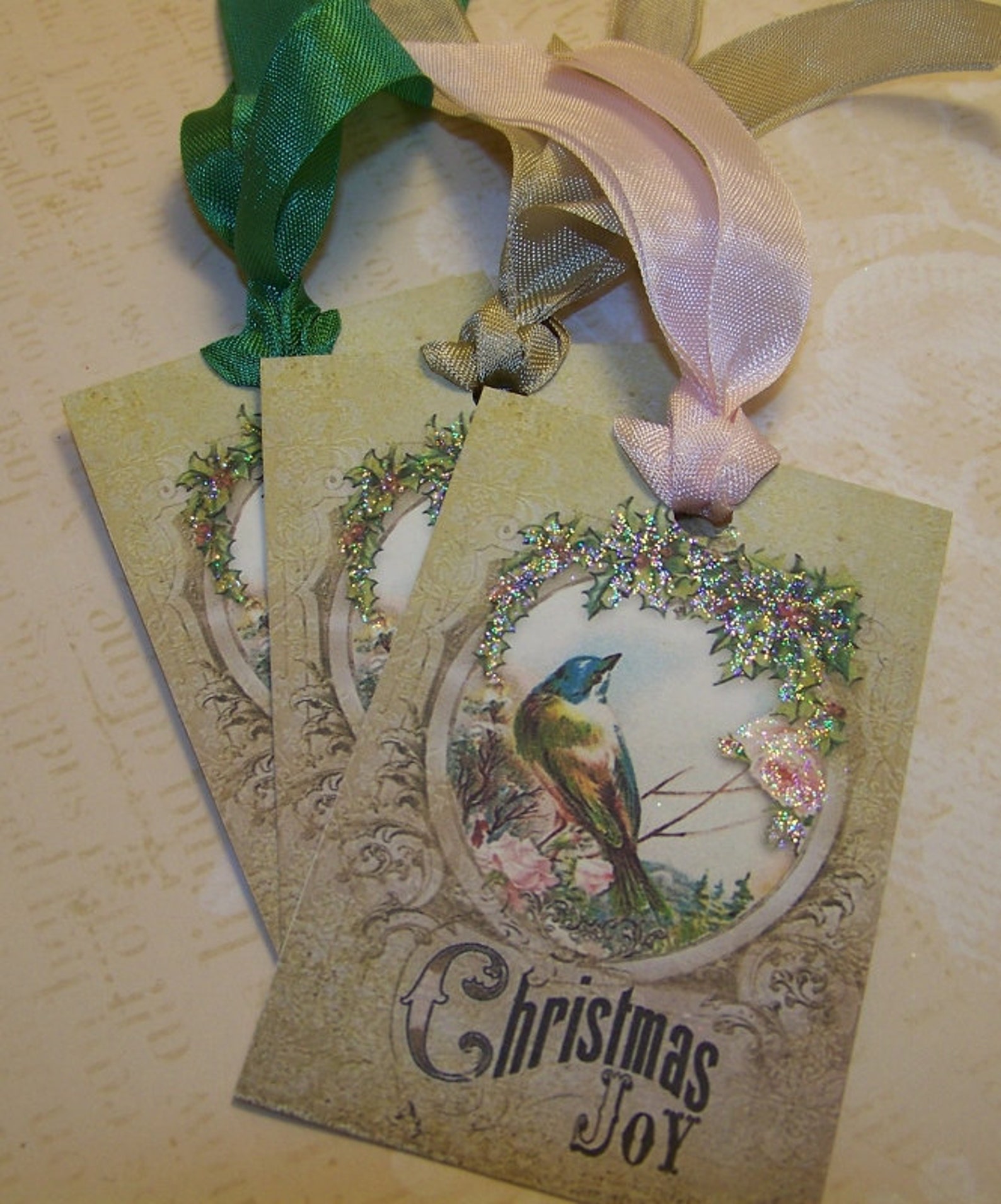 Christmas Bird Tag Christmas Tag Christmas Joy Vintage Style Set of 6 ...