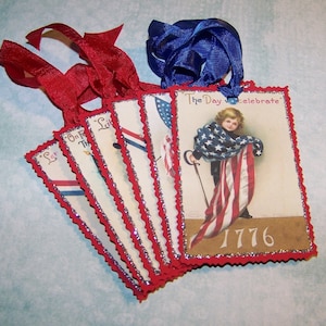 4th of July Fourth of July Americana Patriotic Red White and Blue Tags ...