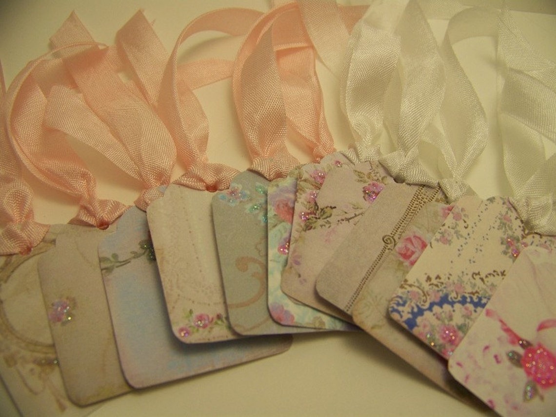Floral Tags Antique Wallpaper Vintage Style Tags Set of 12 - Etsy