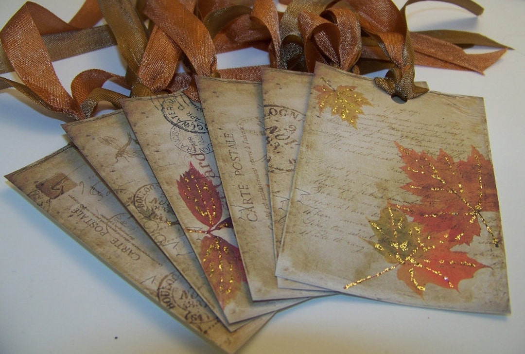 Autumn Leaf Tags Autumn Tags Thanksgiving Tags Place Cards Favors Wish ...