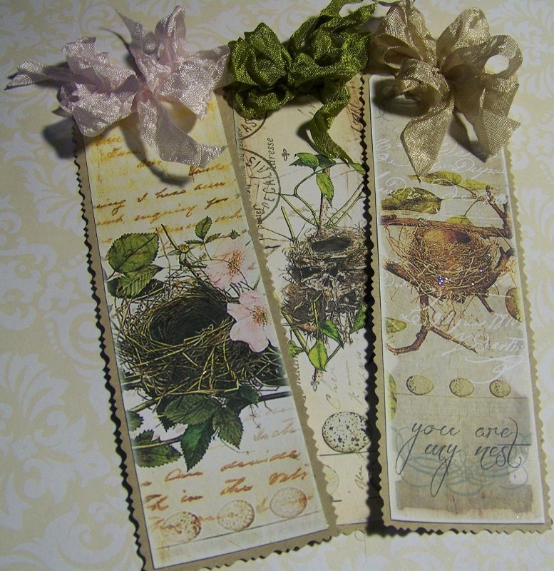 Handmade Paper Bookmarks Woodland Shabby Vintage Style Set of | Etsy