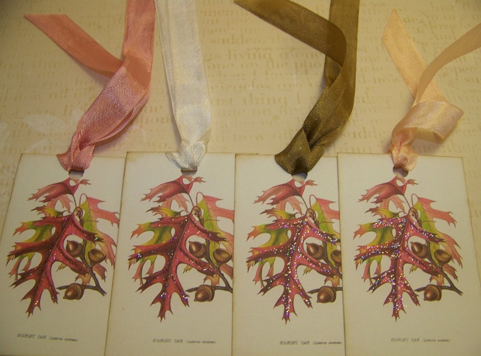 Autumn Red Oak Tags Thanksgiving Tags Vintage Style Set of 9 | Etsy