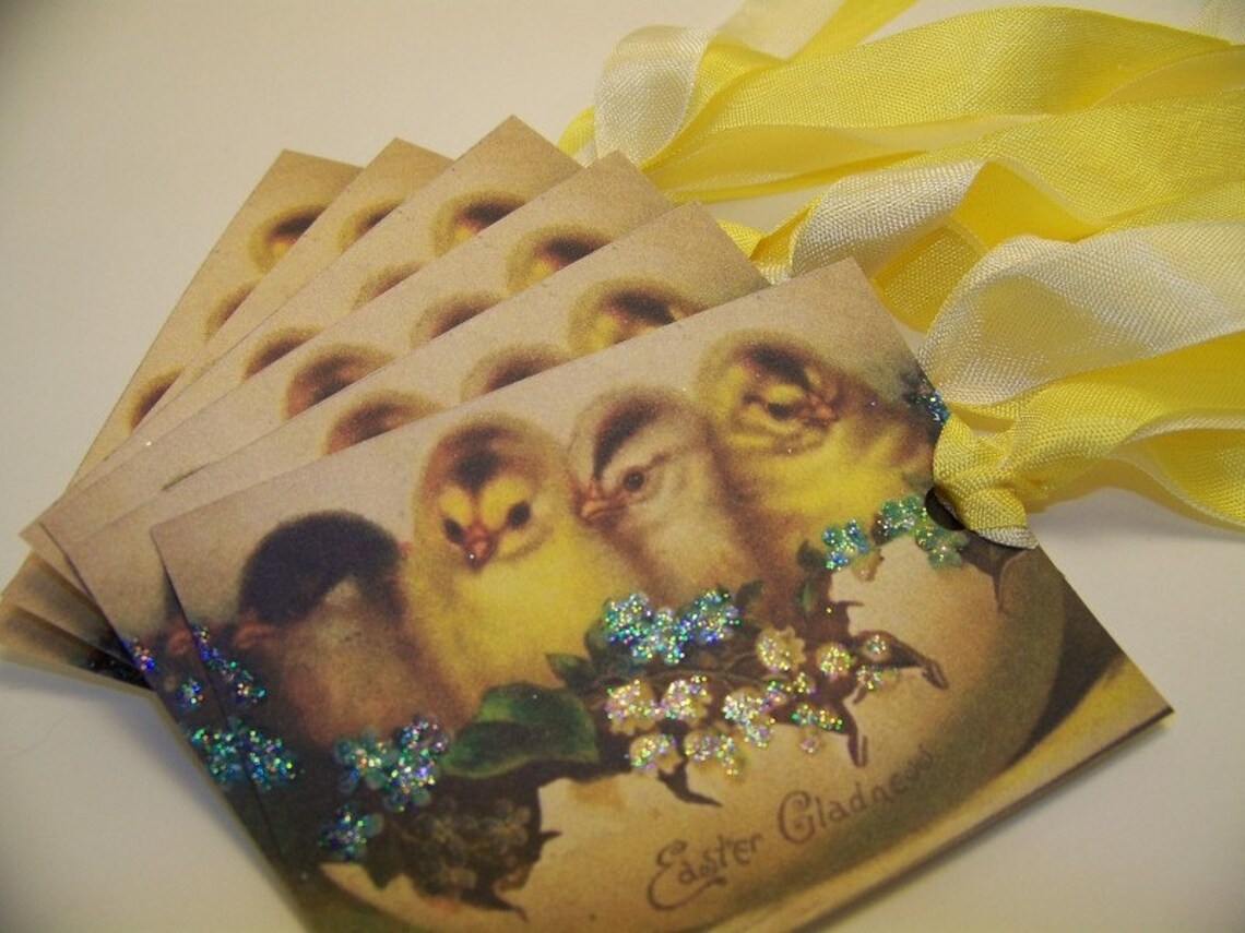 Easter Chick Tags Set of 6 - Etsy