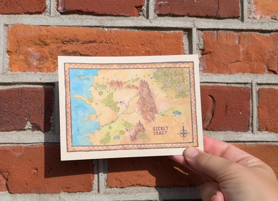 Postcard – Map of Secret Coast – Fictional Map - Etsy