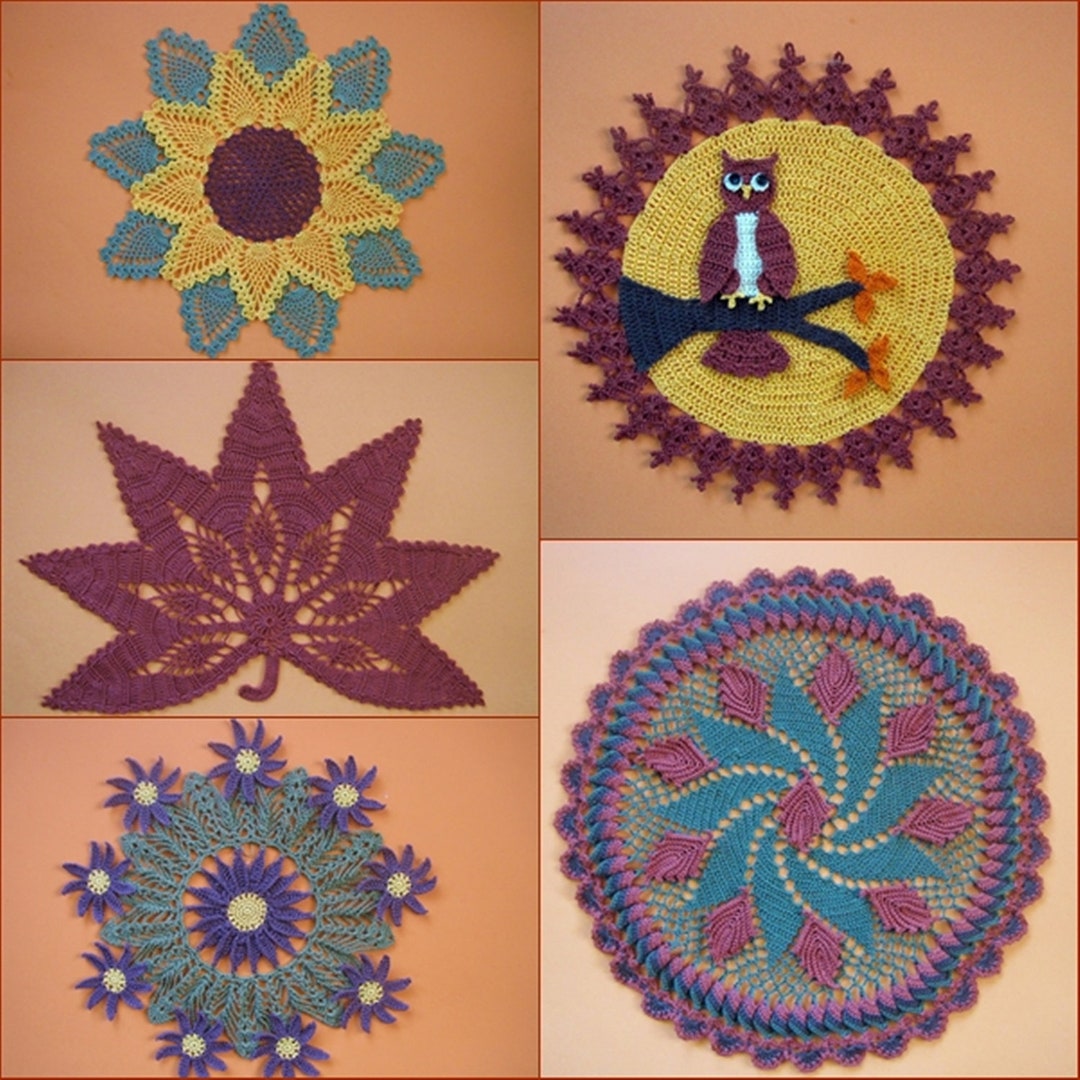 PDF Crochet Pattern- Autumn Lace Doilies (5 Different Designs) - Etsy