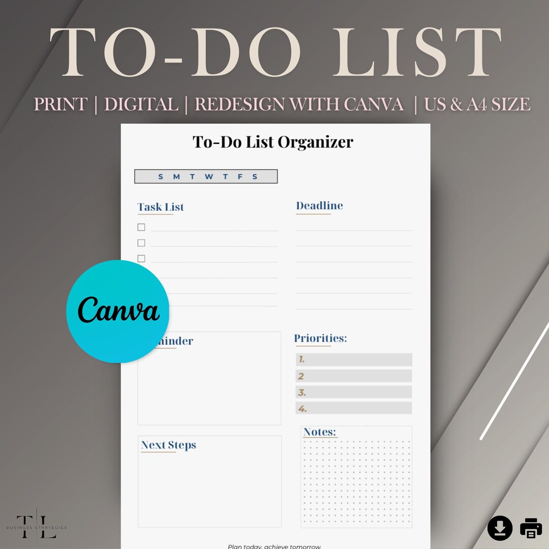 Canva Editable To-do List Template: Printable Daily Planner (digital ...