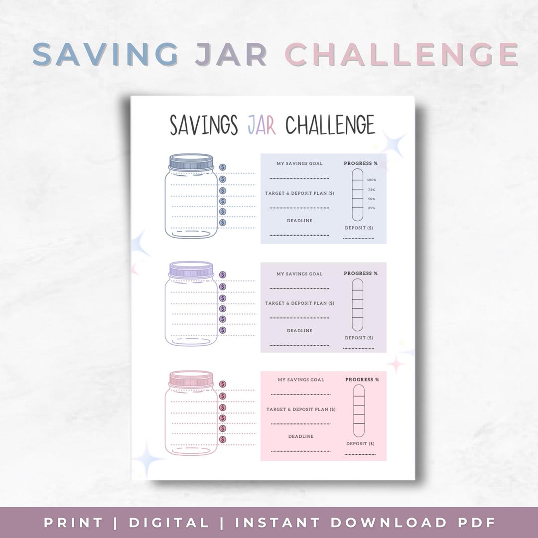 Savings Jar Challenge Tracker: Budget Planner Printable (digital ...