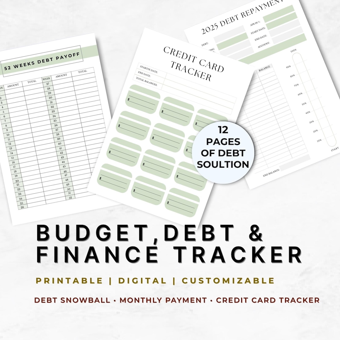 Printable Budget Planner & Debt Tracker: Finance Organizer (A4/A5/US ...