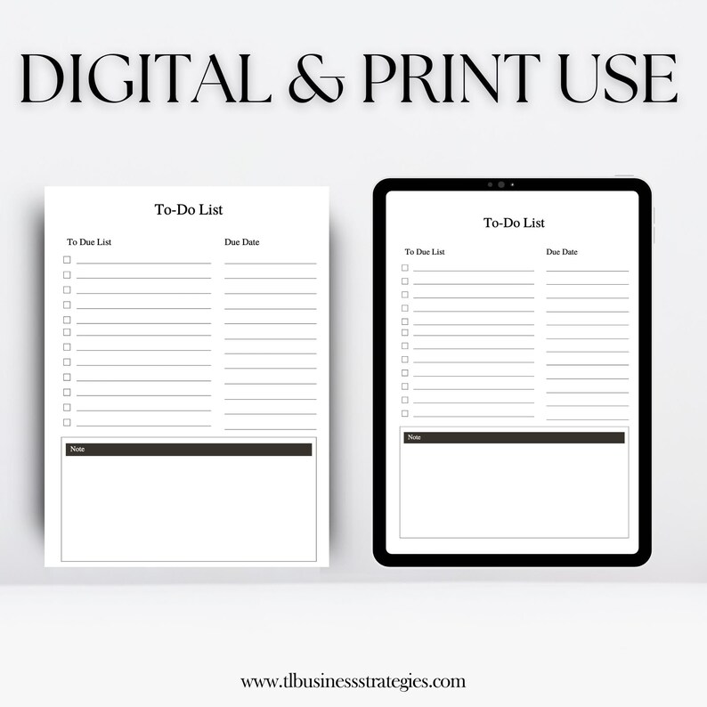 Printable To-do List With Notes Section | Editable Digital PDF Template ...