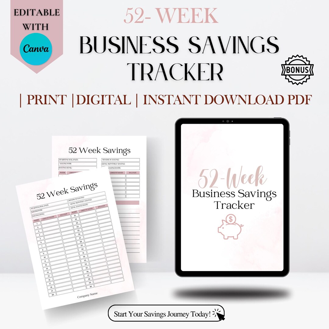 52-week Savings Tracker | Digital Budget Planner | Budget Binder ...