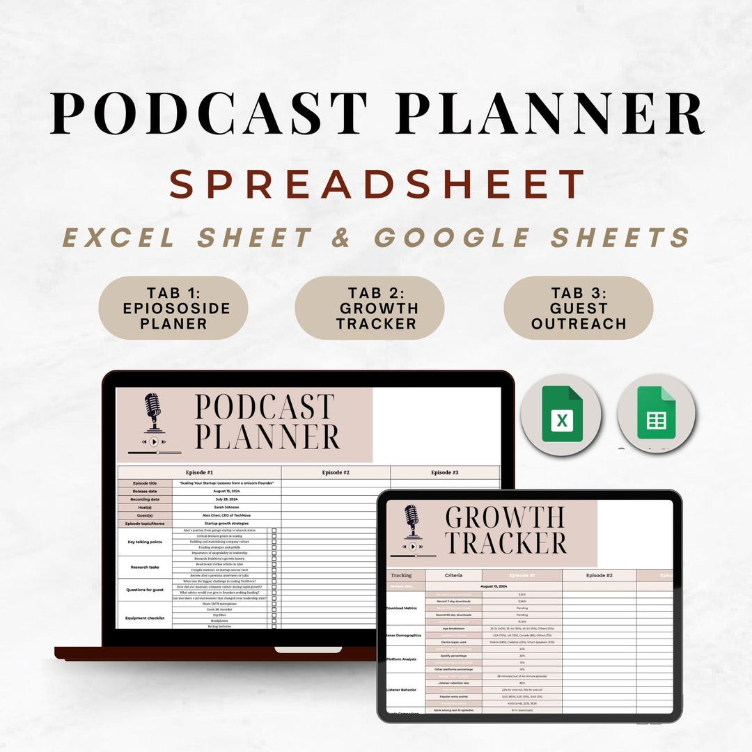 Podcast Planner Spreadsheet, Podcast Episode Planner Google Sheet ...