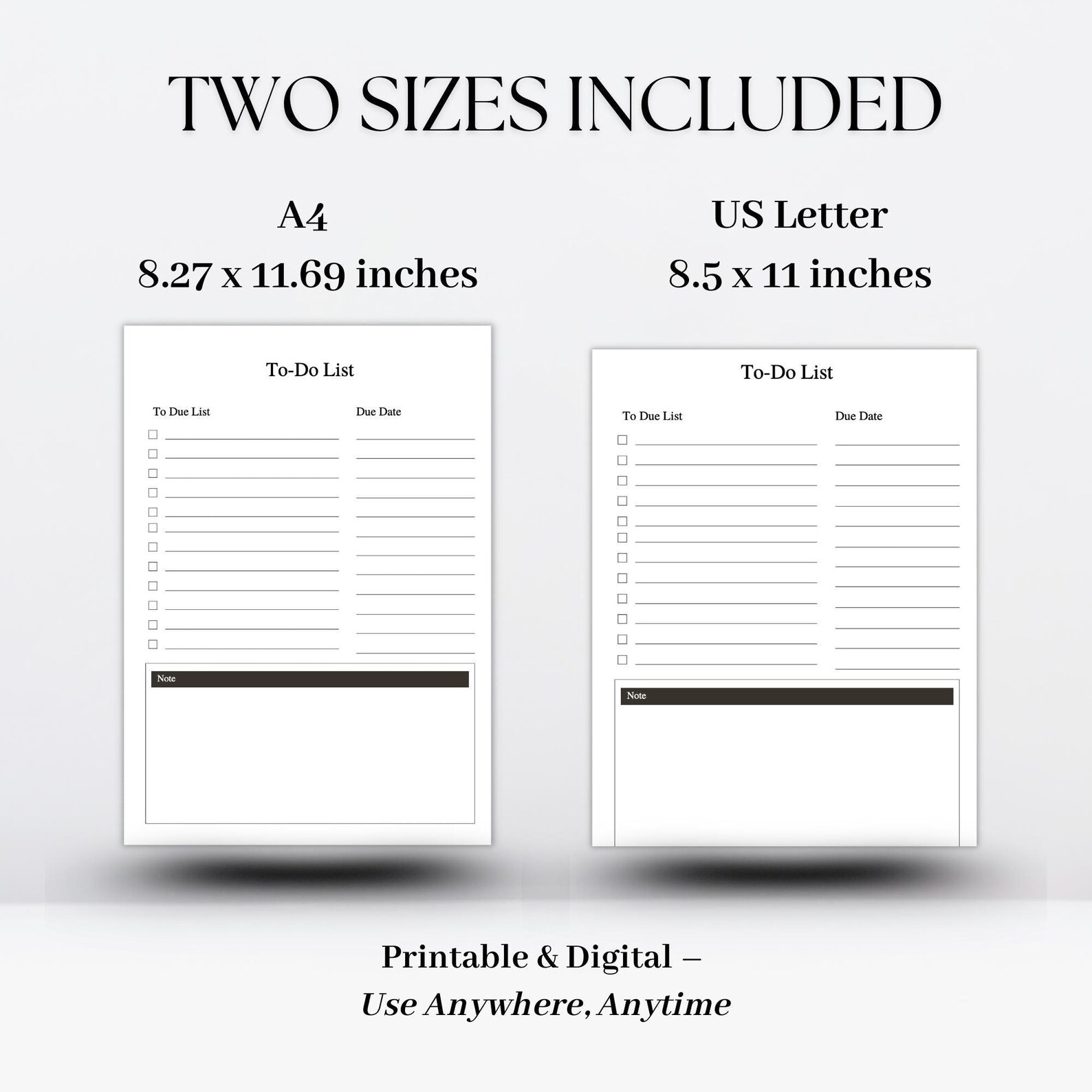 Printable To-do List With Notes Section | Editable Digital PDF Template ...
