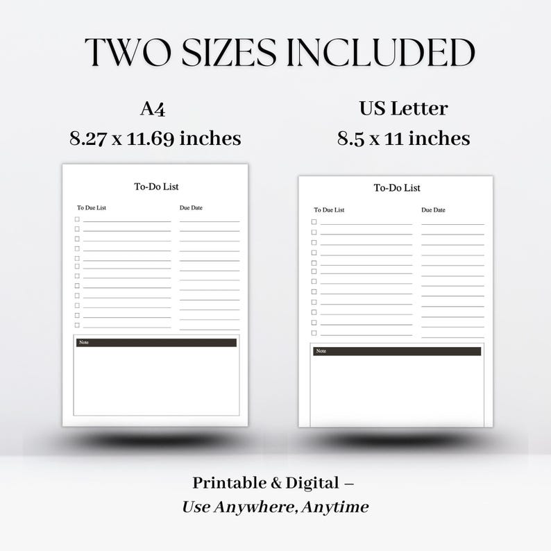 Printable To-do List With Notes Section | Editable Digital PDF Template ...