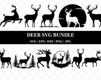 Deer SVG Bundle, Deer Hunting SVG, Deer Png, Deer Vector, Deer Cut Files, Deer Head Svg, Deer ...