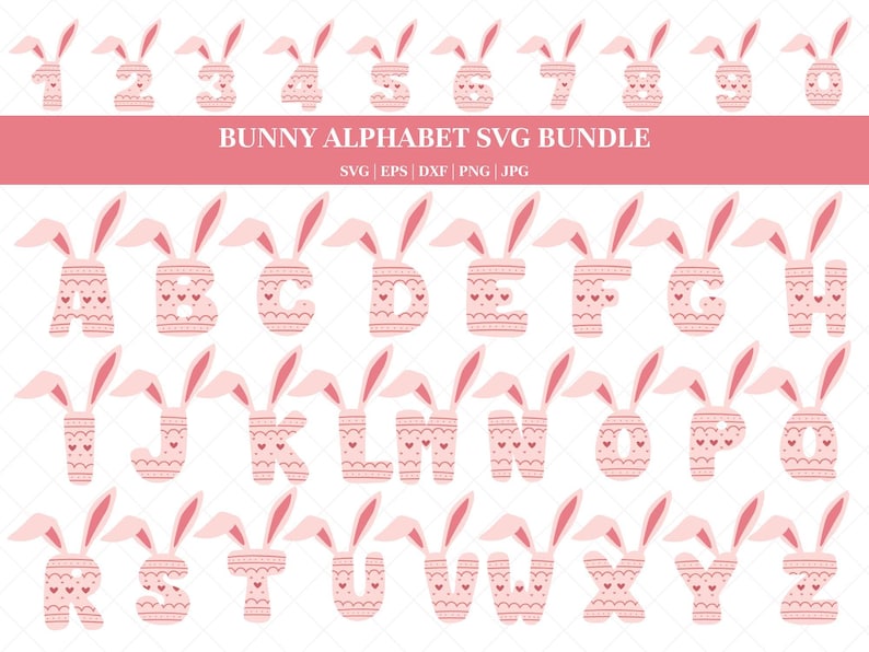 Easter Bunny Alphabet SVG Cut File Bundle: Spring Font (digital ...