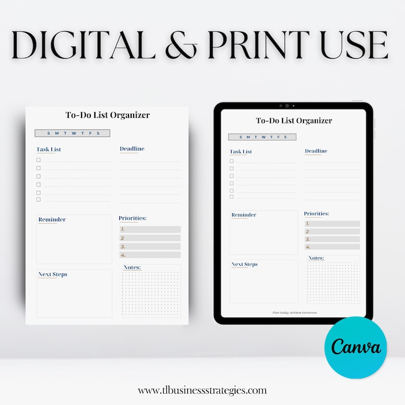 Canva Editable To-do List Template: Printable Daily Planner (digital ...