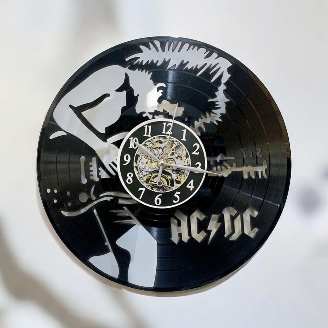 ACDC Vinyl Record Wall Clock Unique Rock Band Decor, Retro Music Fan ...