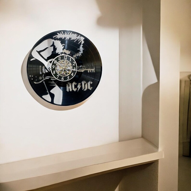 ACDC Vinyl Record Wall Clock Unique Rock Band Decor, Retro Music Fan ...