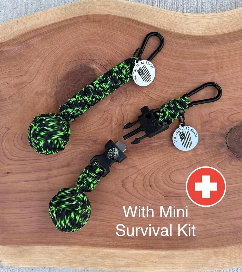 Monkey Fist Survival Kit Keychain - Zombie, Green on Black - Bug Out ...