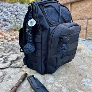 Monkey Fist Survival Kit Keychain - Thin Blue Line on Black - Bug Out ...