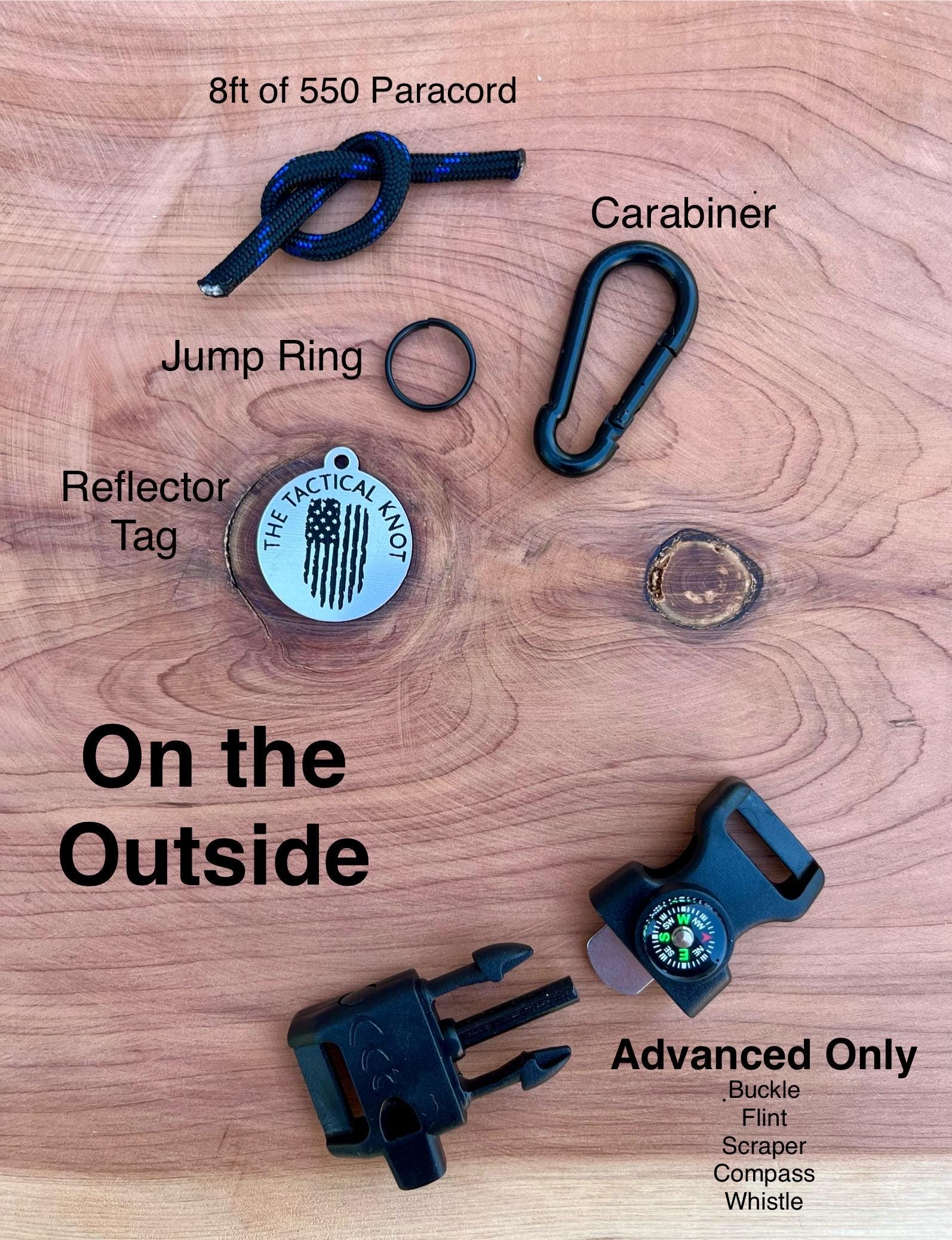 Monkey Fist Survival Kit Keychain - Thin Blue Line on Black - Bug Out ...