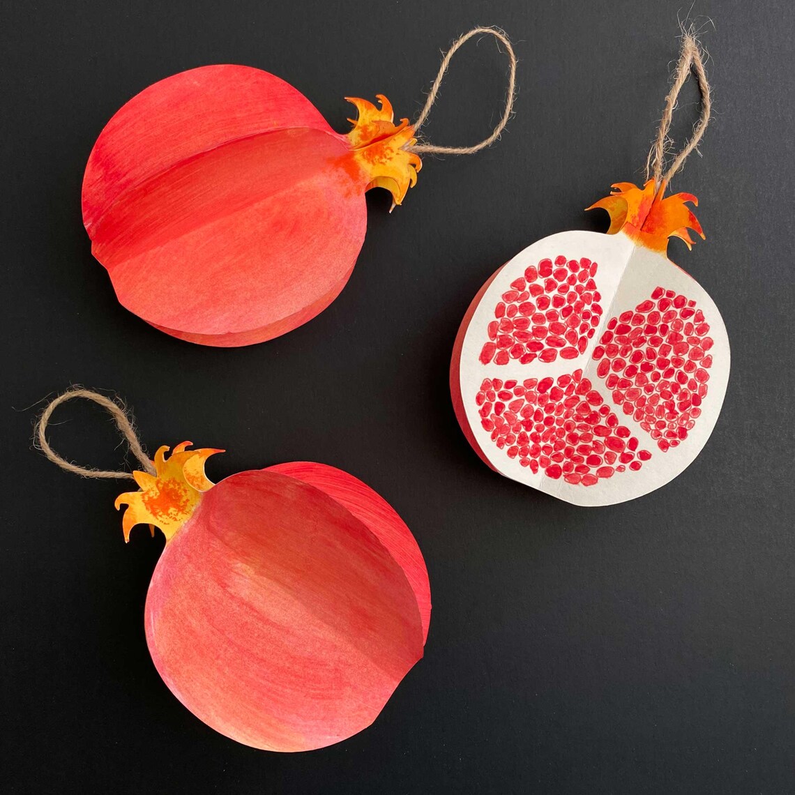 DIY 3D Pomegranate Paper Craft - Etsy