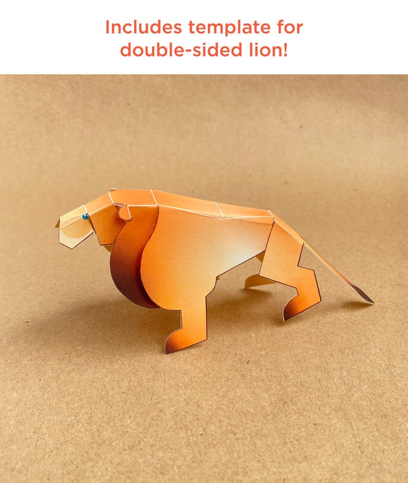 DIY Paper Lion Template | 3D Lion Papercraft Templates | Printable ...