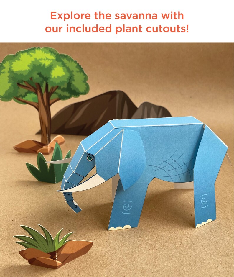DIY 3D Safari Elephant Paper Craft - Etsy