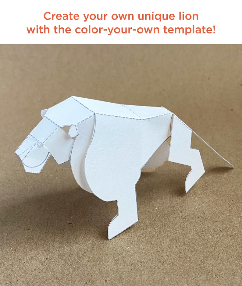 DIY Paper Lion Template | 3D Lion Papercraft Templates | Printable ...