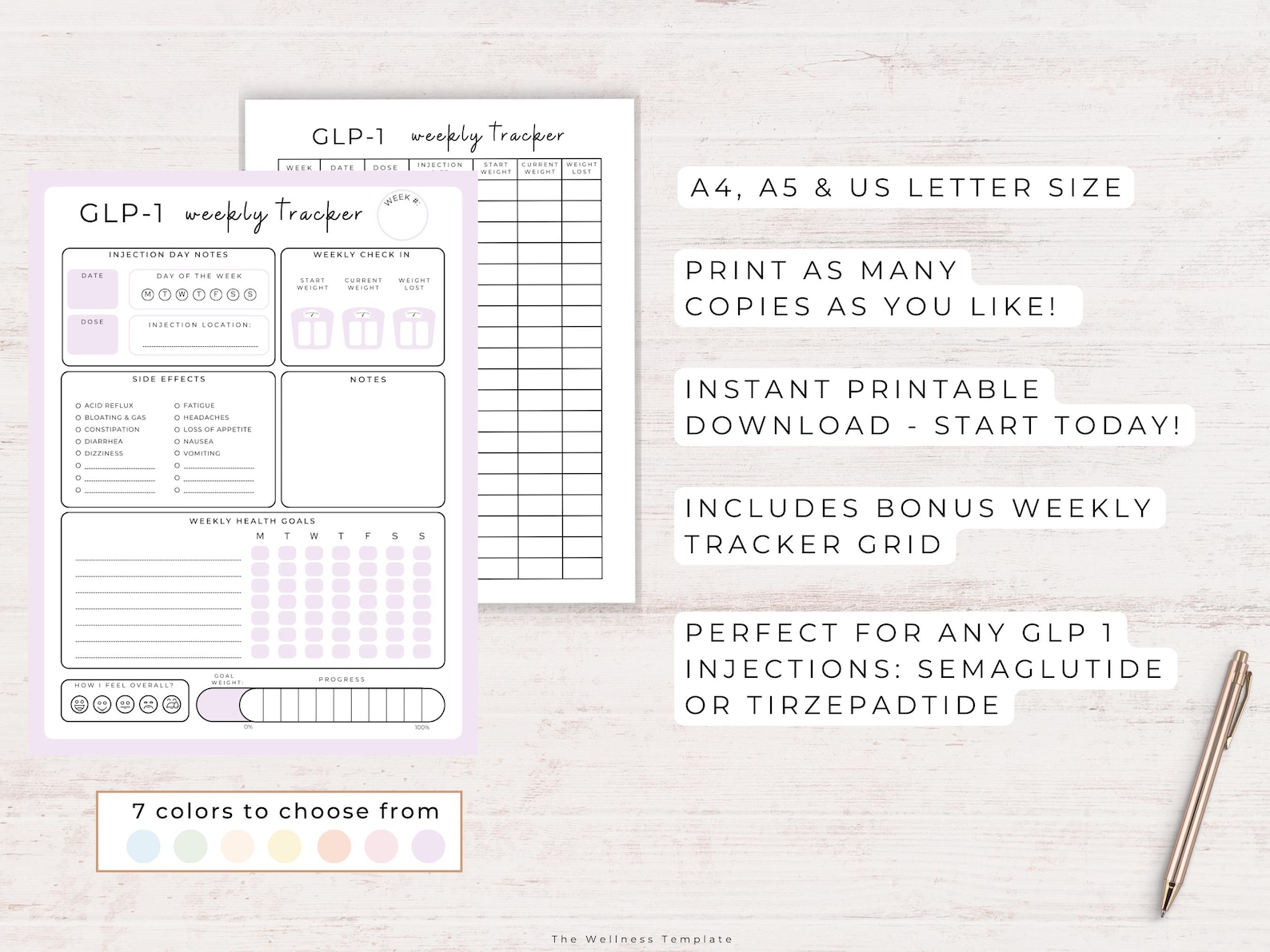 GLP1 Weight Loss Tracker Printable, Tirzepatide Weekly Journal, GLP1 ...