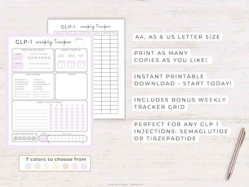 GLP1 Weight Loss Tracker Printable, Tirzepatide Weekly Journal, GLP1 ...
