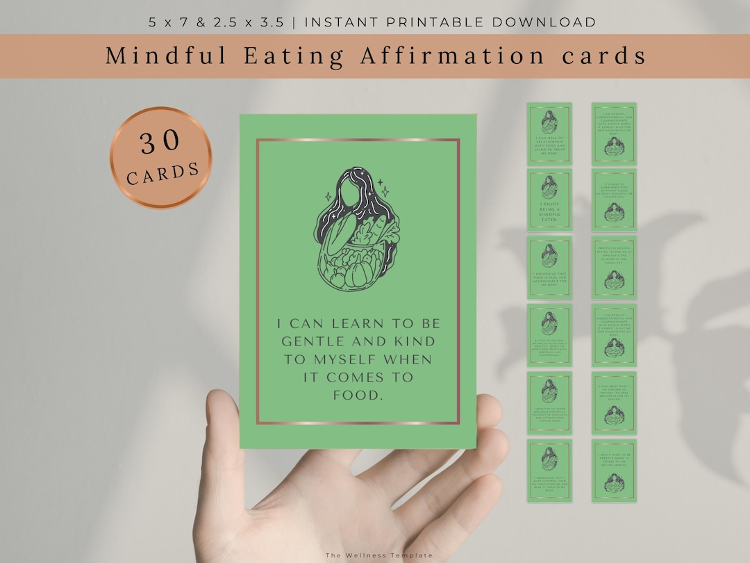 Mindful Eating Affirmation Cards Printable, Daily Intuitive Eating ...