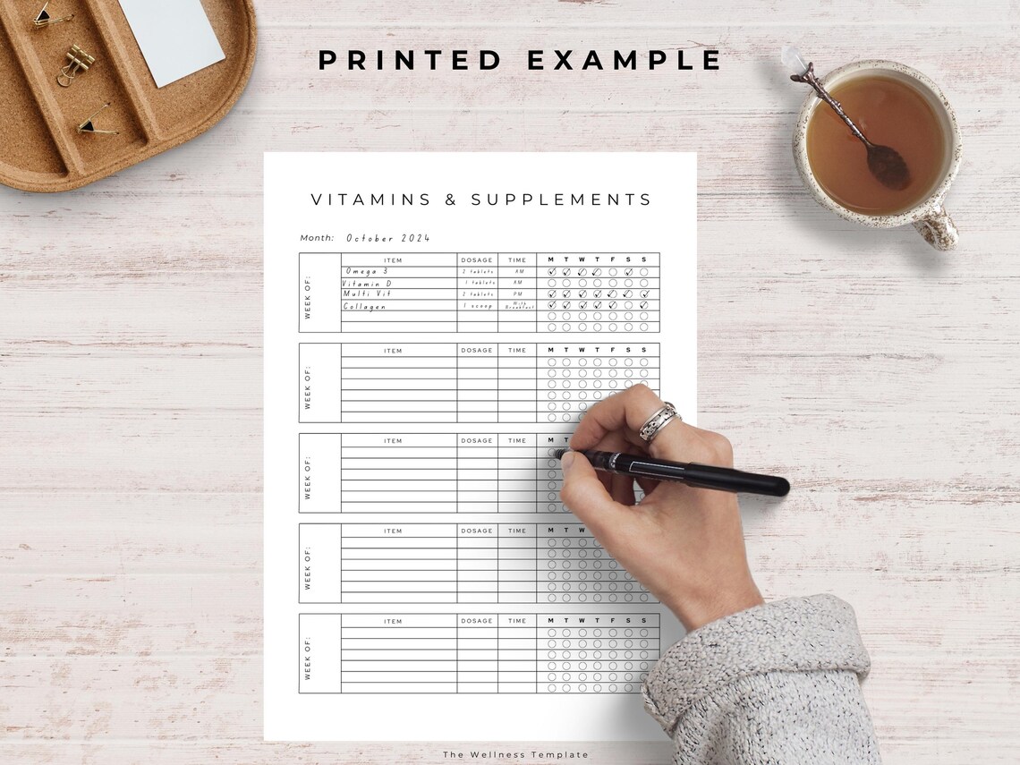 Vitamin Tracker PRINTABLE, Medication Tracker, Health Tracker, Pill ...