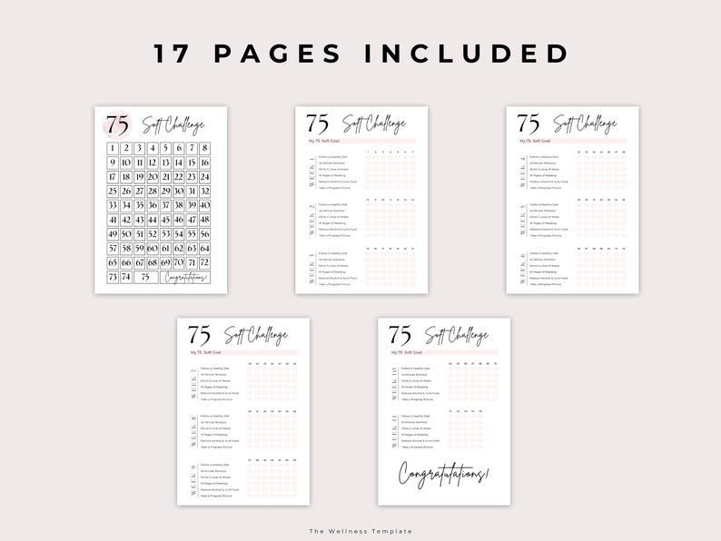 75 Soft Fitness BUNDLE, Printable Editable, 75 Soft Tracker, Daily 75 ...