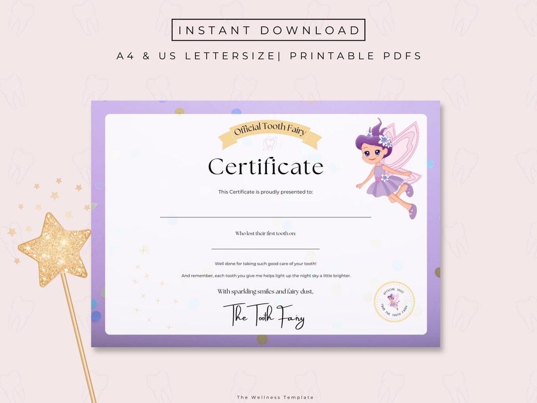 Tooth Fairy Certificate, Tooth Fairy Note, My First Tooth Lost, Tooth ...
