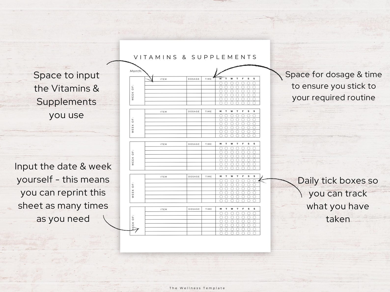 Vitamin Tracker PRINTABLE, Medication Tracker, Health Tracker, Pill ...
